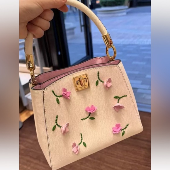 Bags | Kate Spade Floral Phoebe Applique Small Top Handle Satchel ...